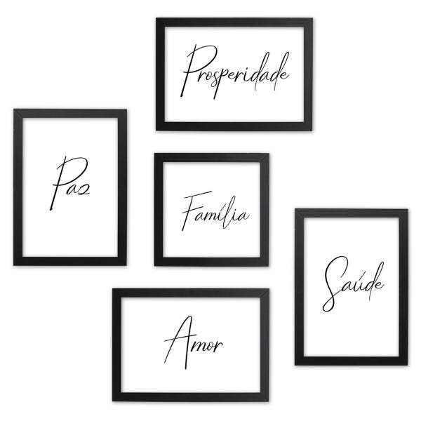 Kit Quadros Decorativos Palavras Moldura Preta 74x74cm - Prolab Gift ...