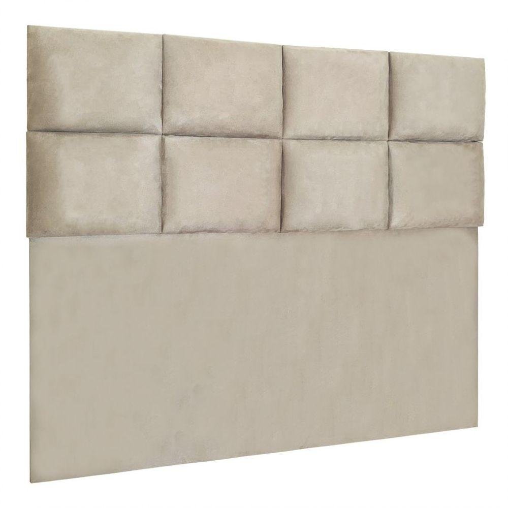 Cabeceira Modulada Casal 1,40m Lorena Suede Cor Bege | MadeiraMadeira