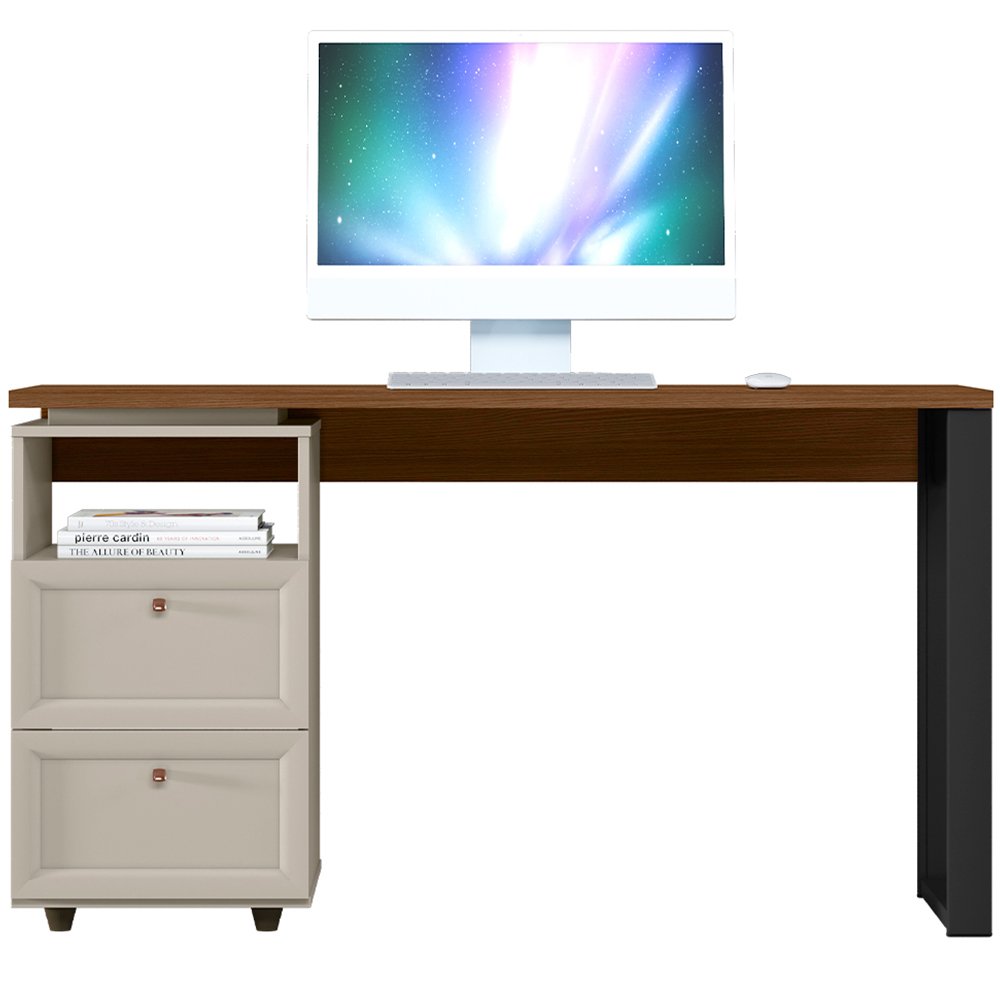 Mesa Para Computador Notebook 02 Gavetas 140 cm Archie L05 Freijó Off ...