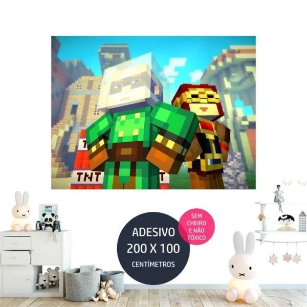 adesivo parede minecraft aniversario AP1208 | MadeiraMadeira