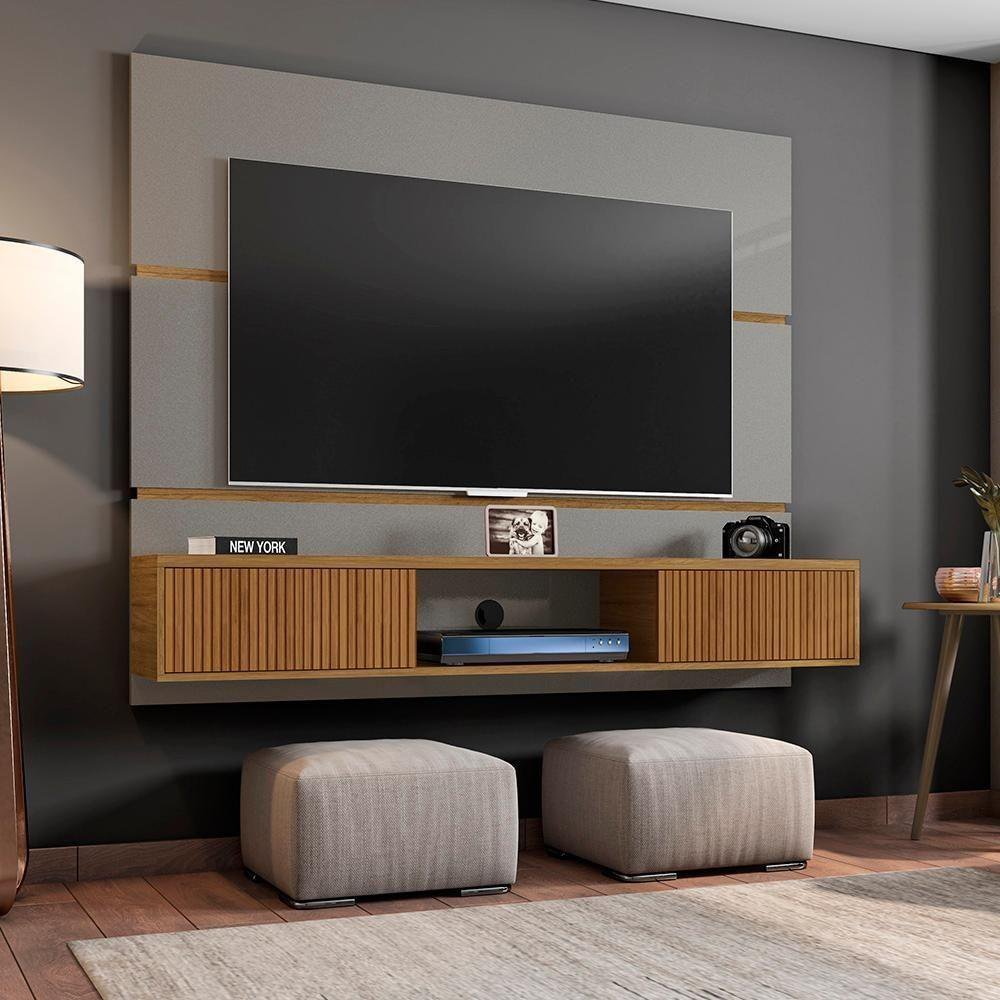 Painel Tv Ambar Sala 65" Titanium/Cinamomo | MadeiraMadeira