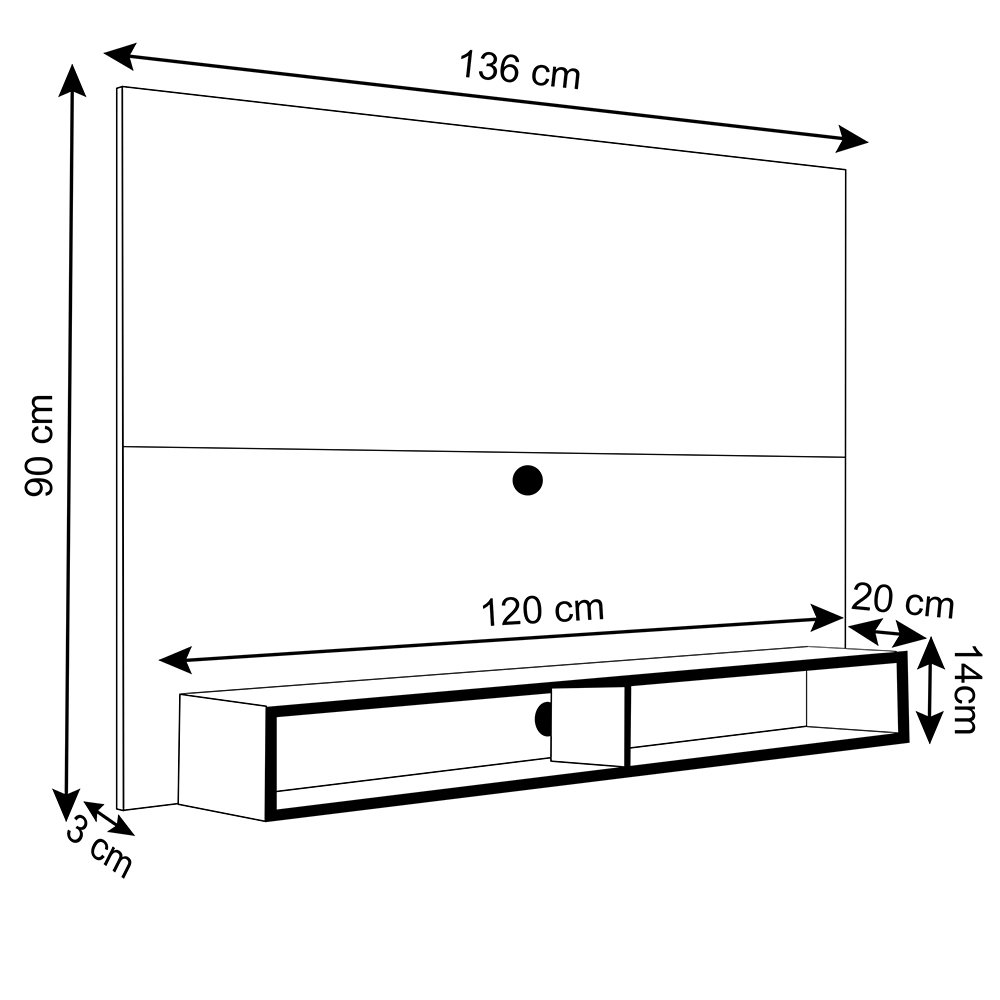Painel para TV até 42 polegadas Íris 136 cm Ébano Moblis Móveis ...