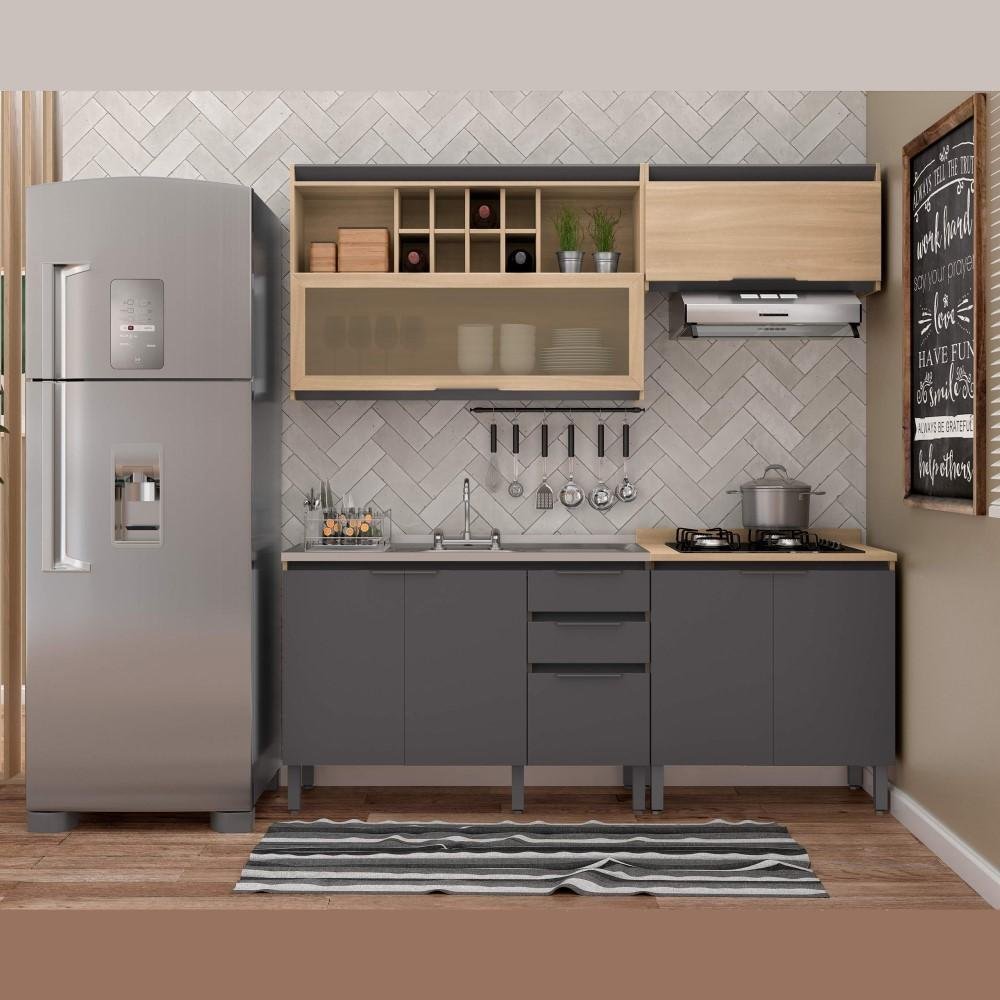 Cozinha Completa Planejada Compacta 4 Peças 6 Portas 3 Gavetas 10 ...