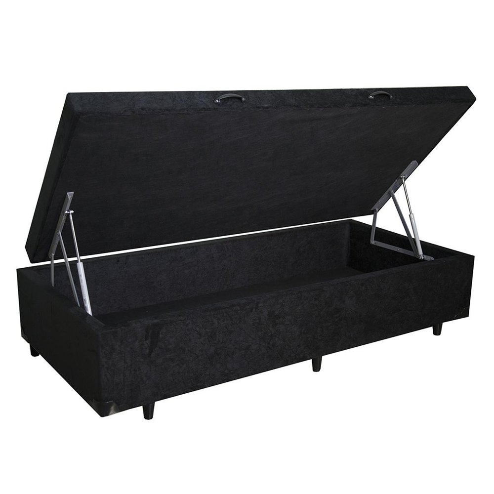 Base Box Baú Solteiro Blindado NK Camas Suede Preto 41x78x188 ...