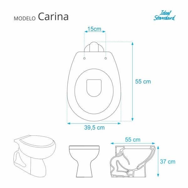 Assento Sanitário Carina Bone (Bege Claro) para Vaso Ideal Standard ...
