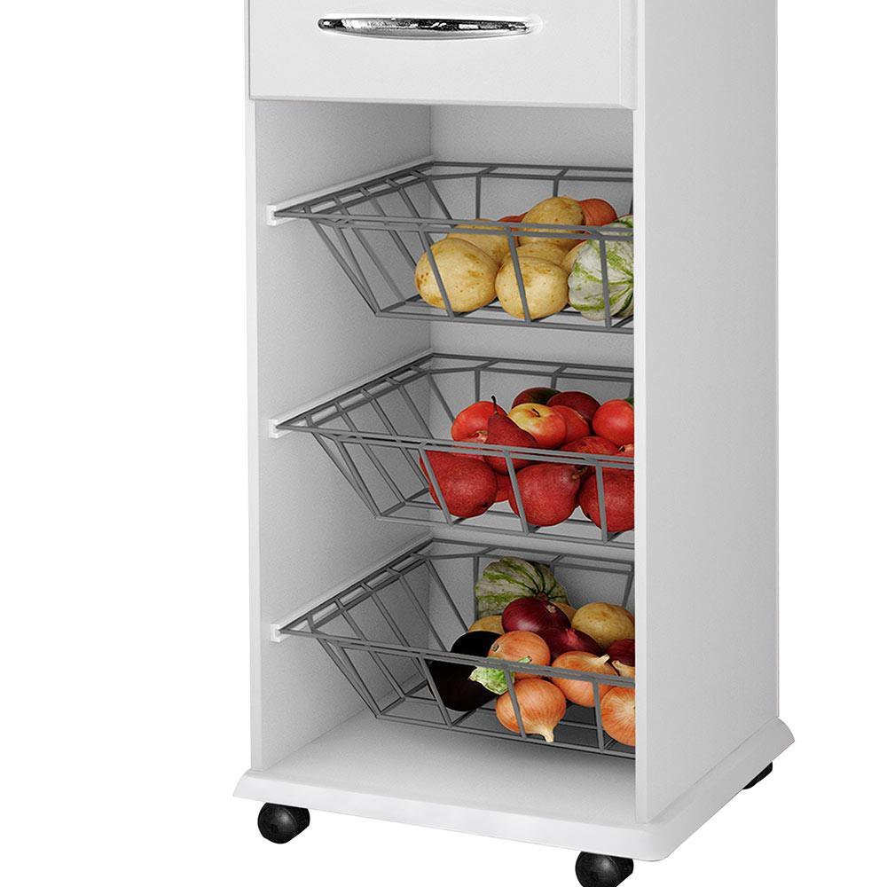 Fruteira Com Gaveta Multiuso Branco Ônix Valen | MadeiraMadeira