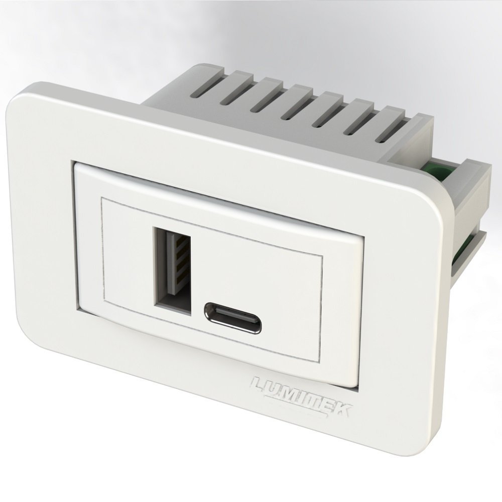 Tomada Carregador Usb Charger 2 Entradas (tipo A+ Tipo C )lumitek Branco ou Preto Usb Charger ...