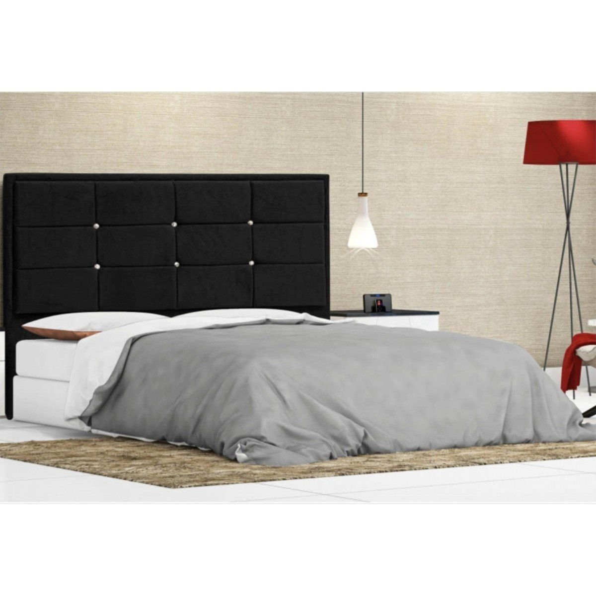 Cabeceira Cama Box Casal King Lotus 195cm - Perfan - Suede Amassado ...