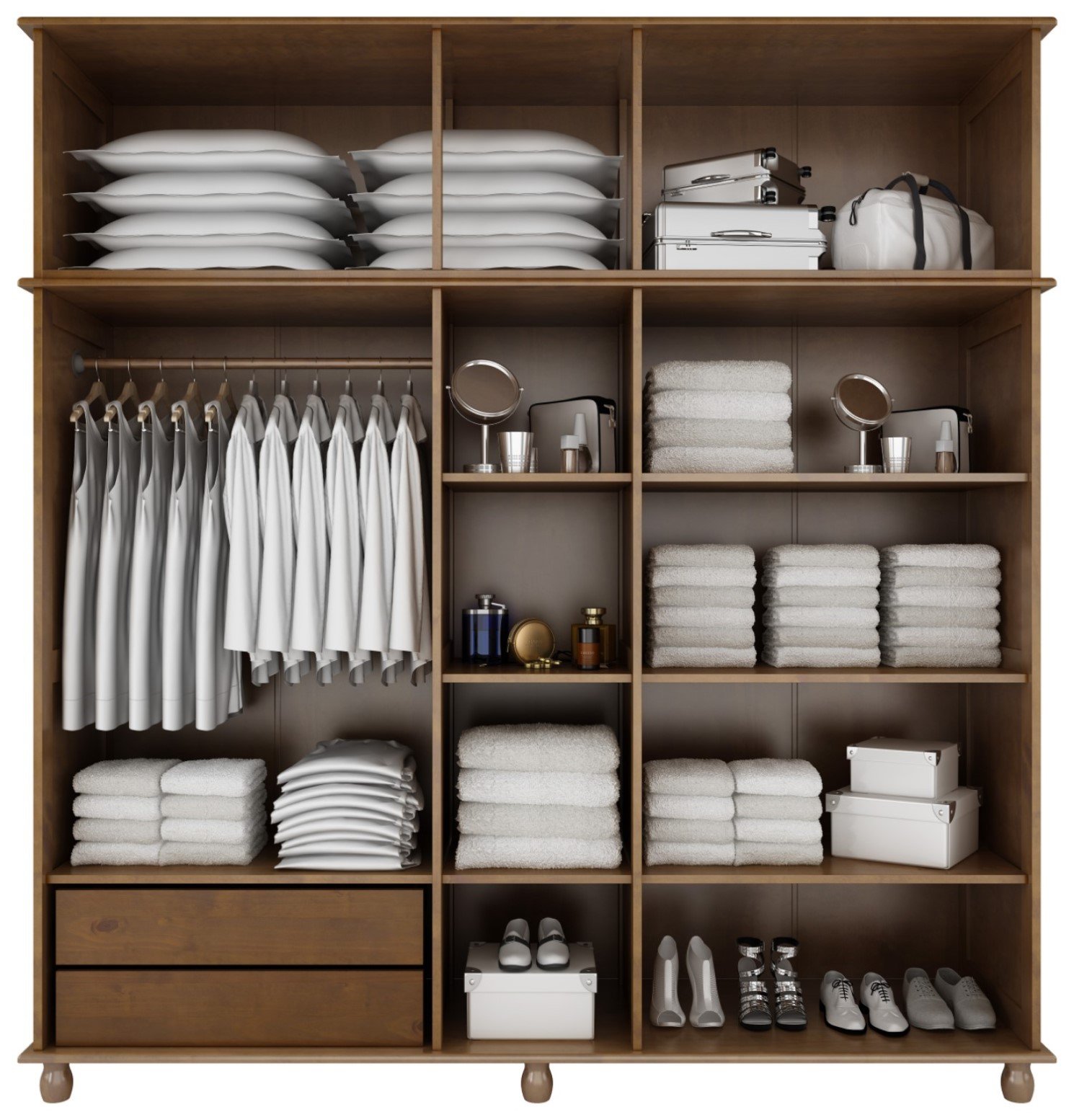 Guarda Roupa Com Espelho 10 Portas 02 Gavetas Imbuia Acetinado Móveis ...