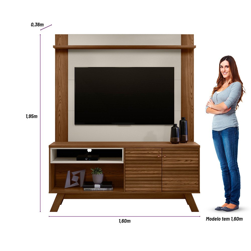 Rack Ripado Camboriú com Painel Tulum para TV 55 Polegadas Linea Brasil | MadeiraMadeira
