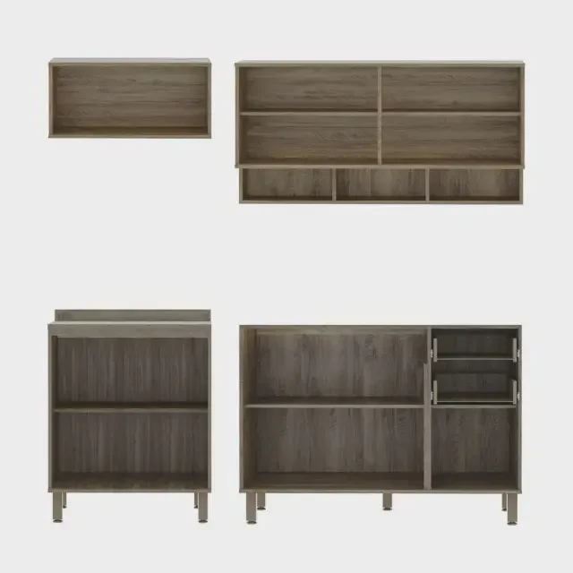 Cozinha Modulada 4 Peças com Armários e Balcões Sara cor Perola Off ...