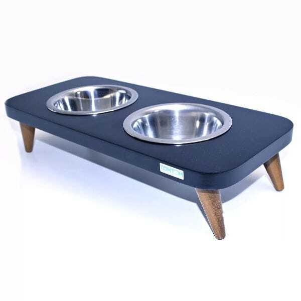 Comedouro Inox Duplo Suspenso Preto - M - Madeira | MadeiraMadeira