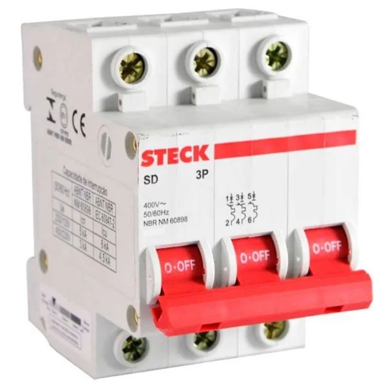 DISJUNTOR DIN STECK SDD3C100 - 3 X 100A C 10KA SDD3C100 | MadeiraMadeira