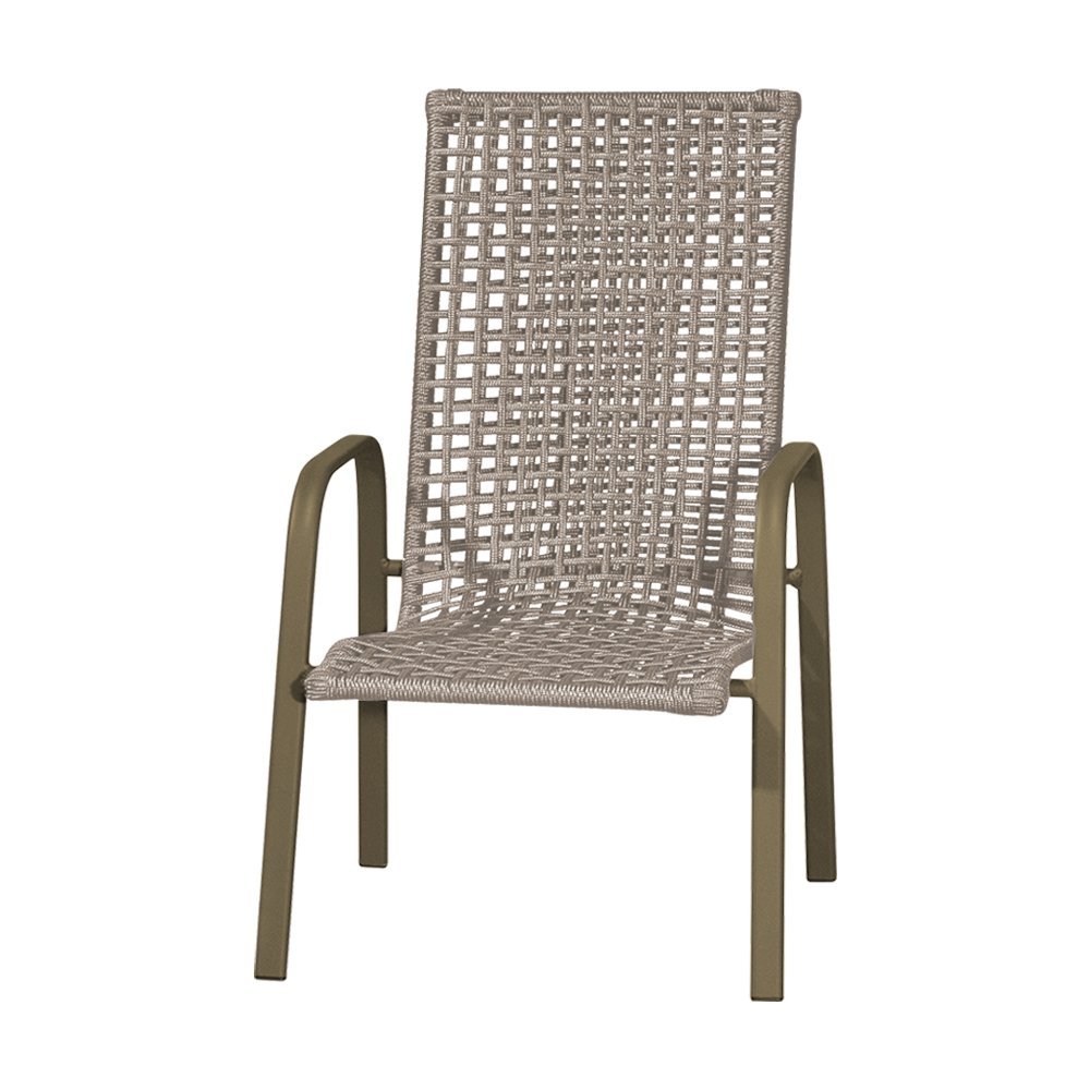 Kit 6 Cadeiras para Área Externa Luna em Corda Náutica Rami e Alumínio Champagne | MadeiraMadeira