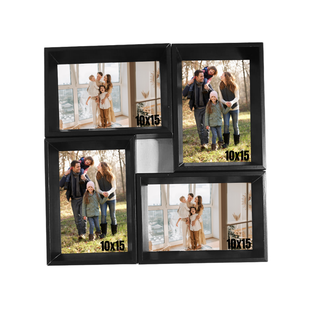 Quadro de Parede Para 4 Fotos 10x15cm Chanfrada/Laqueada com Vidro ...