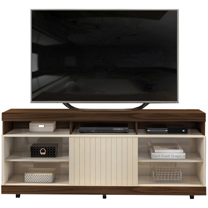 Rack Para TV 60 Pol Rodizios 23162 Caiena Creme Dj Moveis | MadeiraMadeira