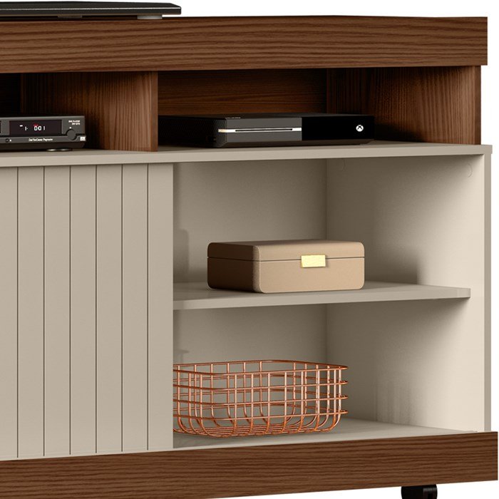 Rack Para TV 60 Pol Rodizios 23162 Caiena Creme Dj Moveis | MadeiraMadeira