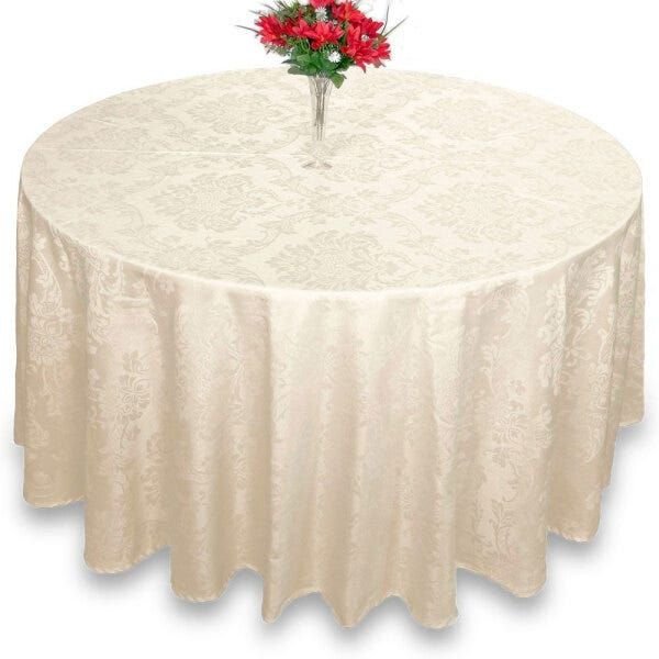 Toalha de Mesa Redonda Jacquard Pérola 2,80m Festa Buffet | MadeiraMadeira