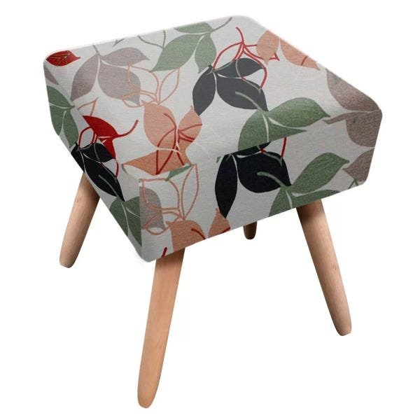 Puff Ibiza Quadrado Estampado Folhas D67 | MadeiraMadeira