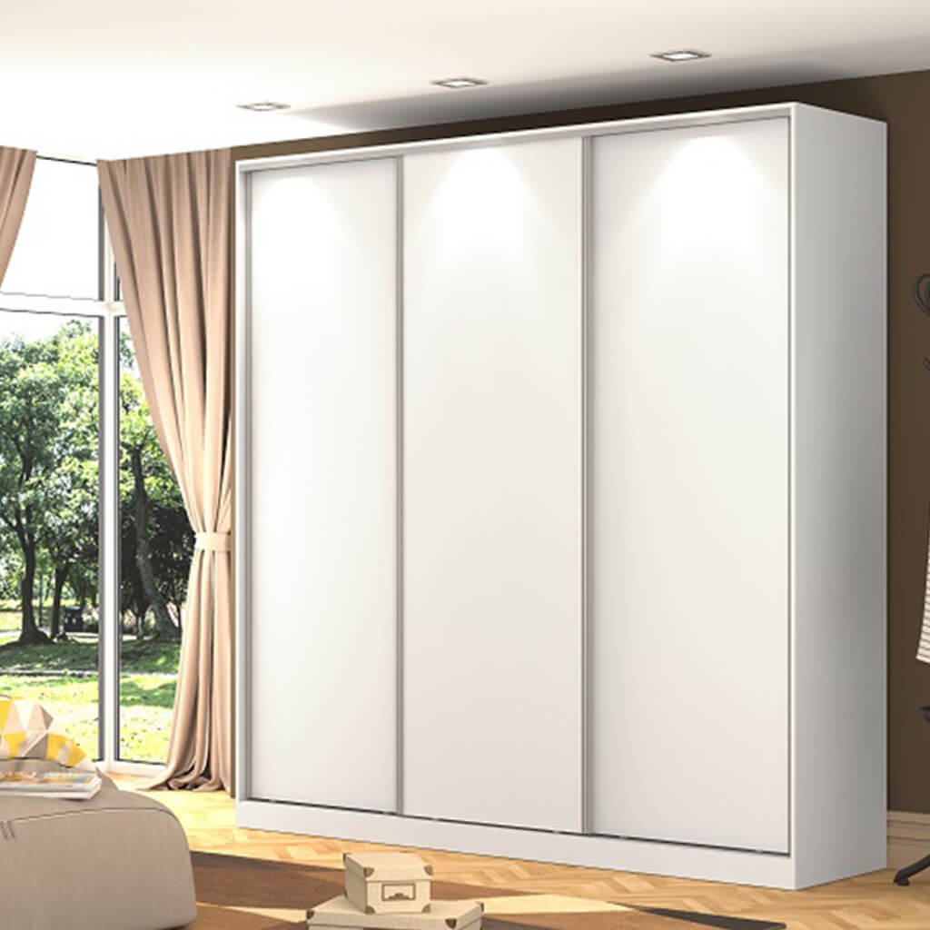 Guarda Roupa Closet 220cm 3 Portas 100% Mdf Branco | MadeiraMadeira
