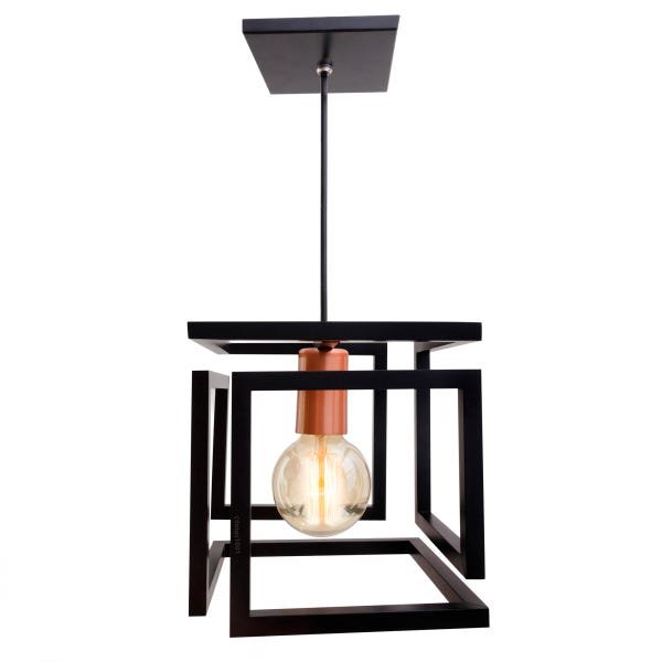 Pendente Infinity Preto com Bocal Cobre + Lâmpada Filamento G80 110V ...