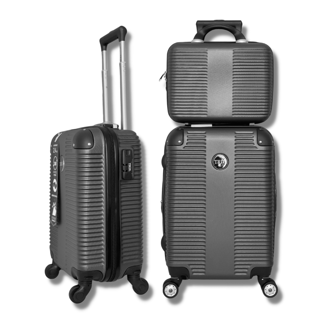 Kit de Bordo Luxo Mala de Viagem Rígida de Fibra:grafite | MadeiraMadeira