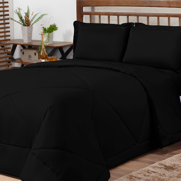 Kit Edredom Casal Queen 3 Peças Margarida Cama Box:preto | MadeiraMadeira