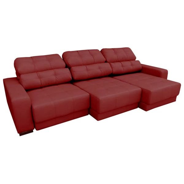 Sofá Sala de Estar Reclinável e Retrátil 5 Lugares Lisboa 3,20M Couro ...