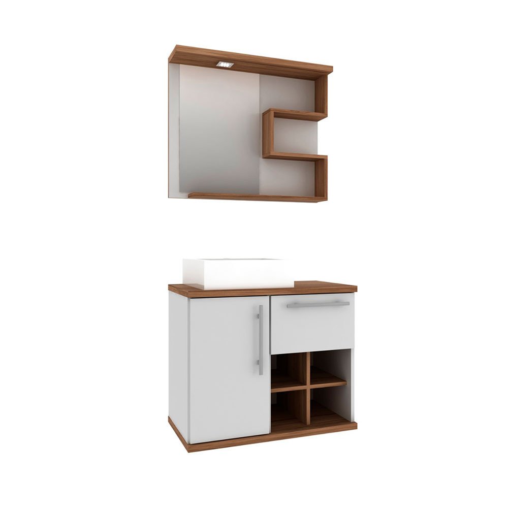 Conjunto Armário Aéreo e Gabinete com Cuba Veneza Móveis Bos Branco ...