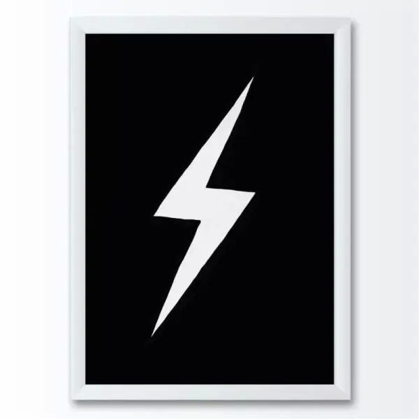 Quadro infantil raio branco fundo preto | MadeiraMadeira