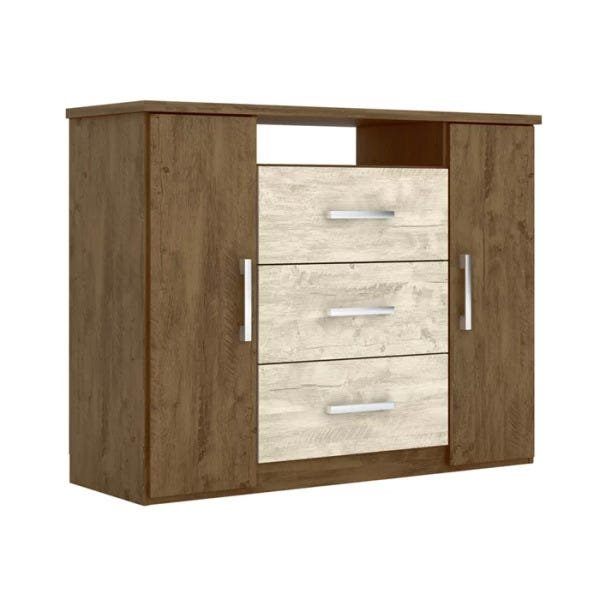 Cômoda Prisma 03 Gavetas Castanho Avela Wood Flex Moval | MadeiraMadeira