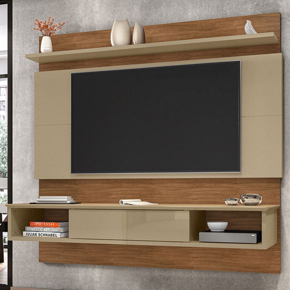 Painel para TV Até 60 Polegadas Napoles 1 Gaveta Champagne/Cedro - Casa ...