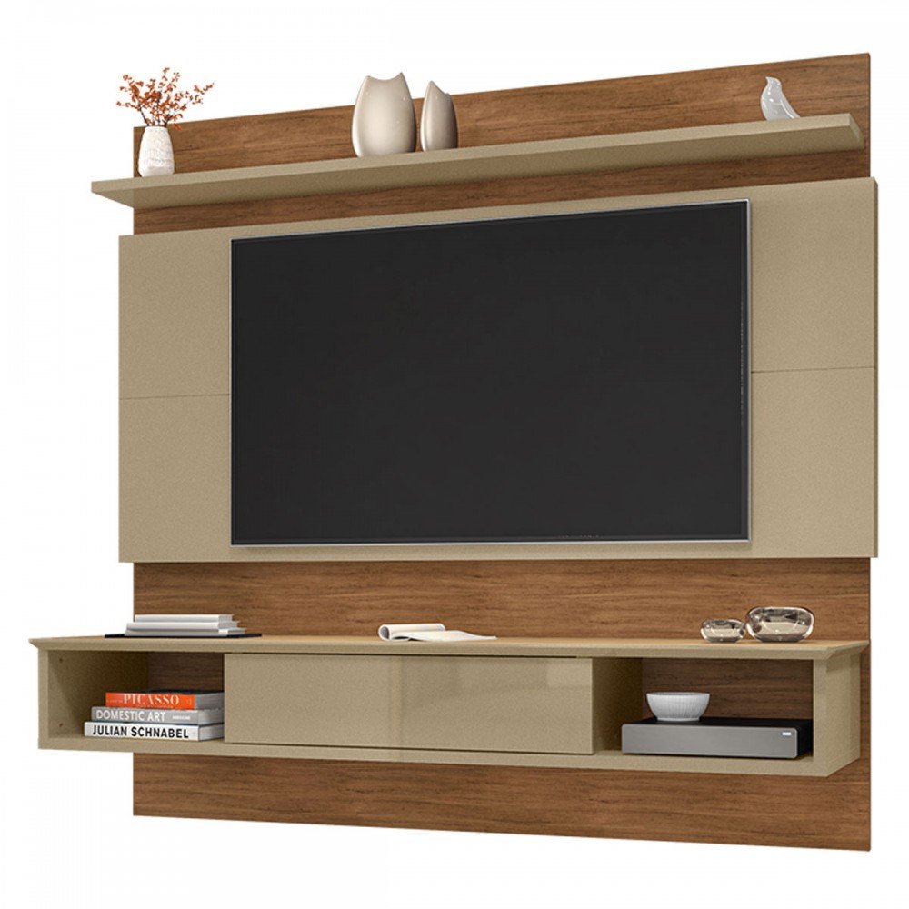 Painel para TV Até 60 Polegadas Napoles 1 Gaveta Champagne/Cedro - Casa ...