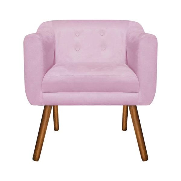 Poltrona Julia Suede - D'Rossi - Rosa Bebê | MadeiraMadeira