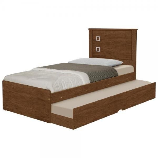 Cama Bibox Solteiro Barcelona - Mel | MadeiraMadeira