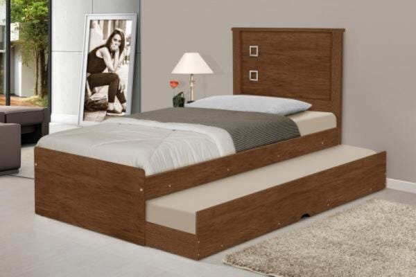 Cama Bibox Solteiro Barcelona - Mel | MadeiraMadeira