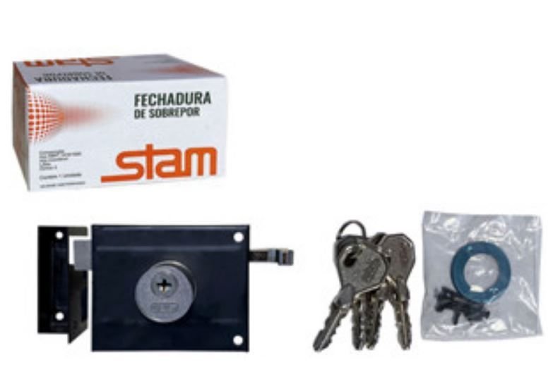 Fechadura de Sobrepor Stam 1701/100 Esp. Preto | MadeiraMadeira