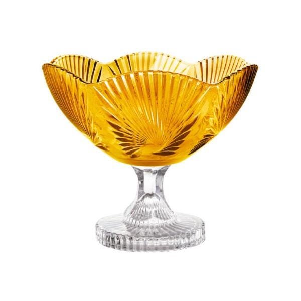 Centro de Mesa na Cor Âmbar em Cristal Ecológico com Suporte - 22x25cm ...