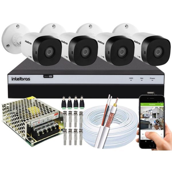 Kit 4 Câmeras Intelbras Multi HD G5 720P DVR 4 Canais sem HD ...