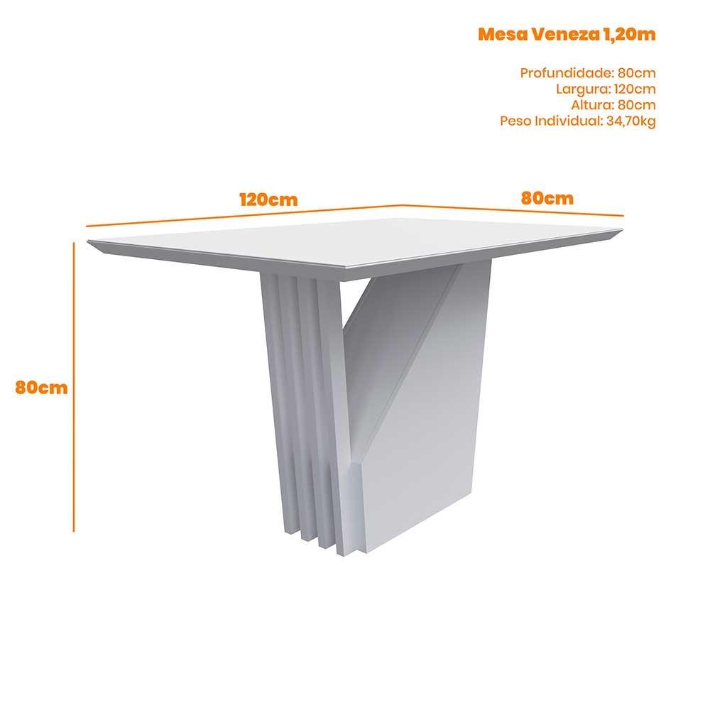 Mesa de Jantar 120x80cm Veneza Tampo em MDF Cor Off White/Imbuia New ...