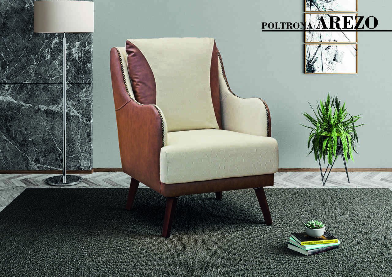 Poltrona Decorativa Arezo Assento Mola Ensacada e Pés de Madeira Konfort | MadeiraMadeira