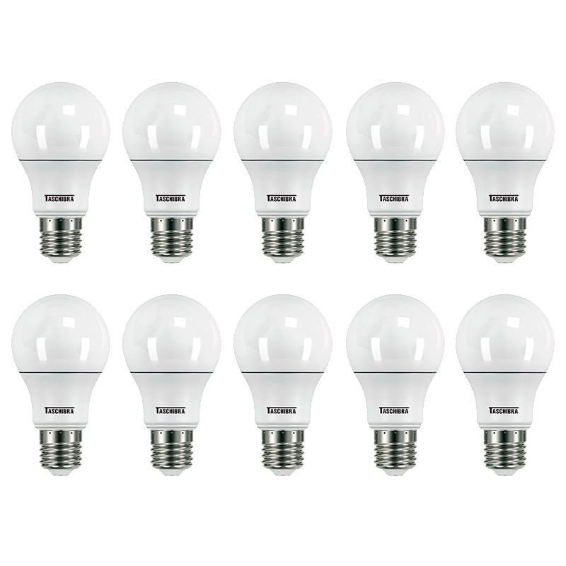 Kit 10 Lâmpadas Led Taschibra Tkl 60 9w Bivolt E27 4000k Luz Neutra | MadeiraMadeira