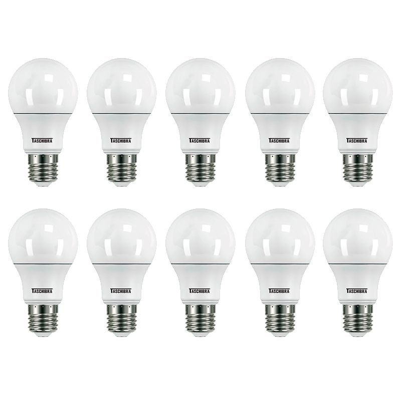 Kit 10 Lâmpadas Led Taschibra TKL 60 9W Bivolt E27 4000K Luz Neutra | MadeiraMadeira