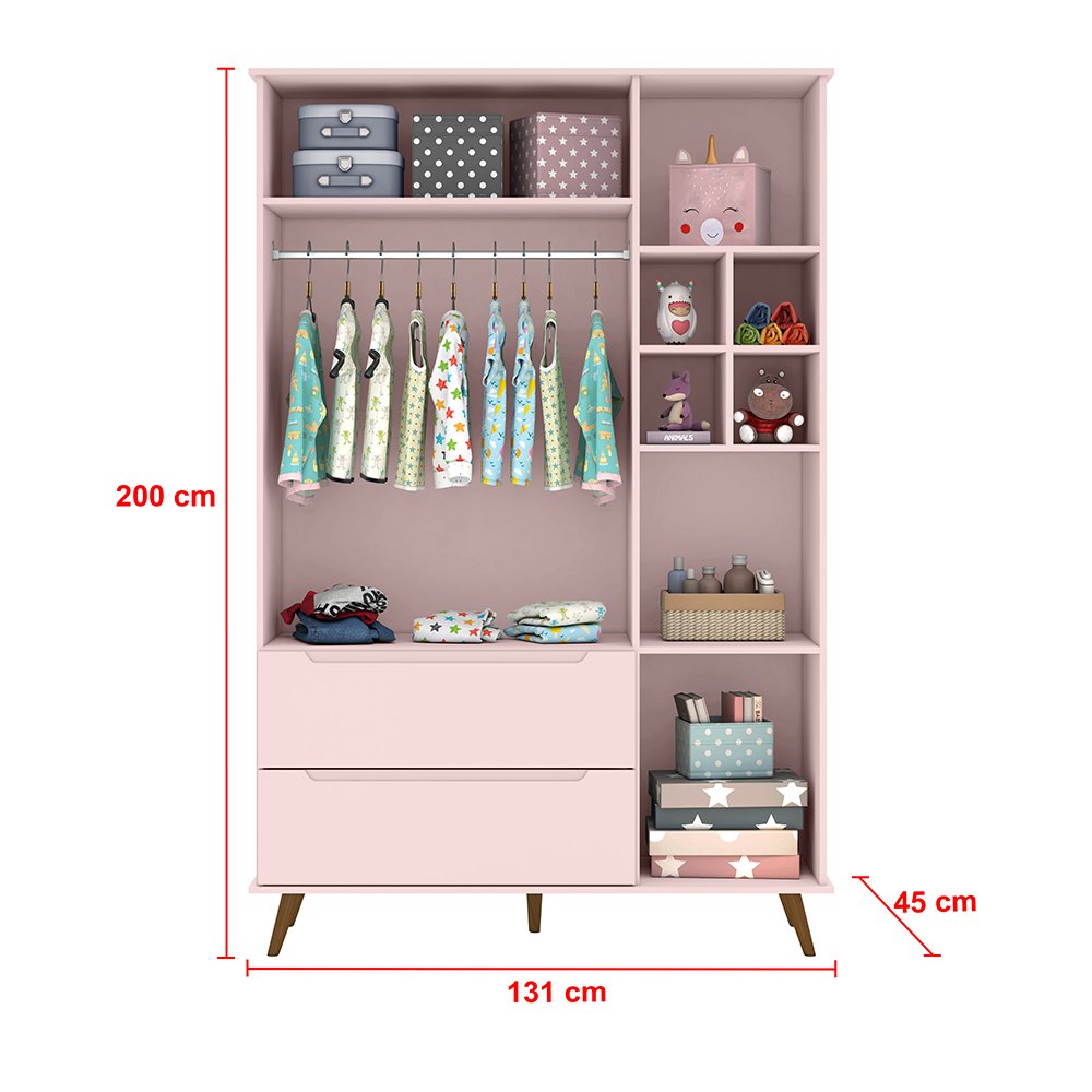 Quarto de Bebê Completo Retrô Berço 3 em 1 Cômoda Guarda Roupa Melinda ...