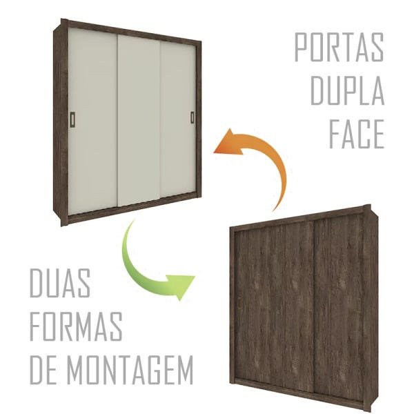 Guarda-Roupa Casal 3 Portas 4 Gavetas Malibu Tcil Móveis Cumaru Rustic ...