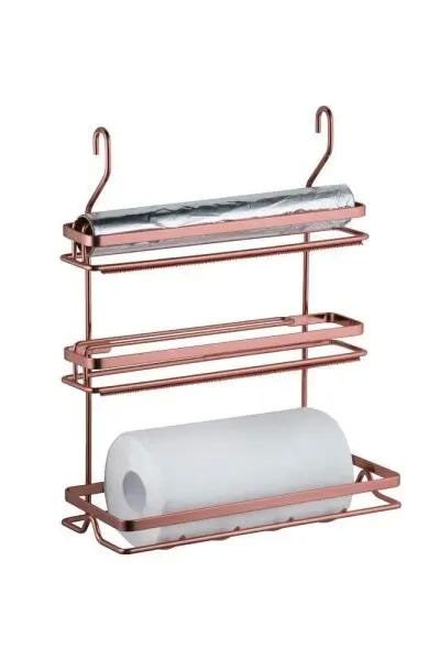 Porta Rolos Triplo Suspenso com Serrilha Rosé Gold | MadeiraMadeira