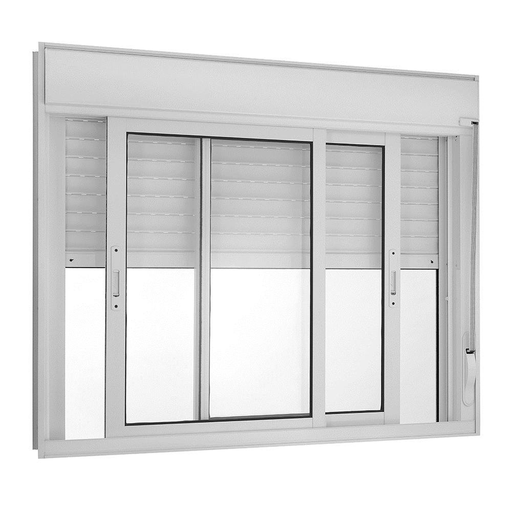 Janela C/Persiana Integrada Alumínio Branco 2Fls Móveis L20 - 120x120 | MadeiraMadeira