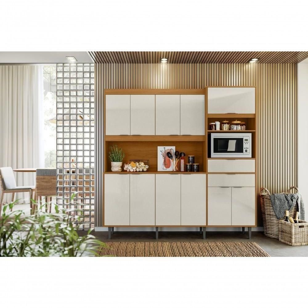 Kit Cozinha Bahamas 2.0 com 11 Portas e 2 Gavetas Jequitiba Off White ...