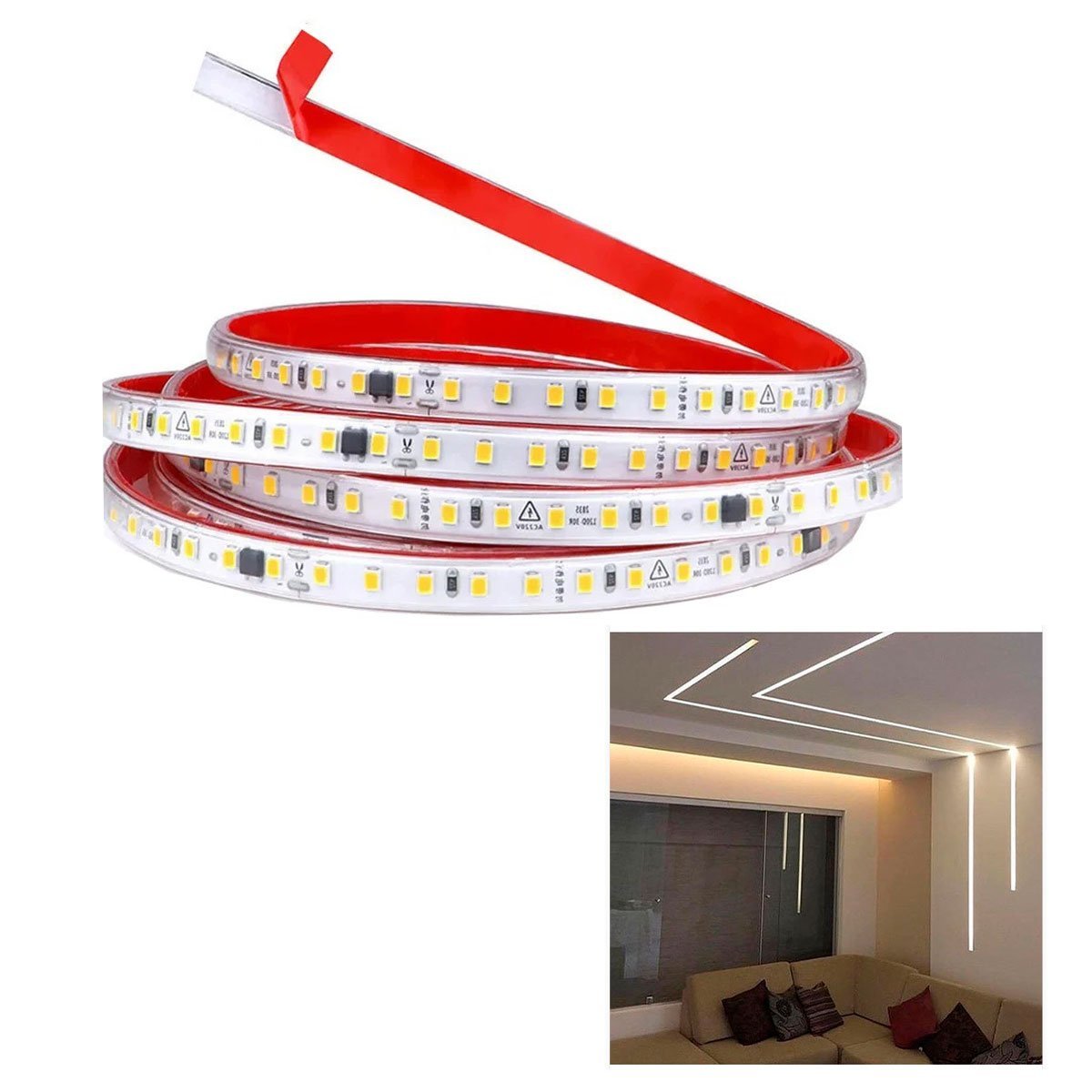 Fita Led Smd 4000k 3 Metros 127v Plug Conector Fita Dupla Face Perfil ...