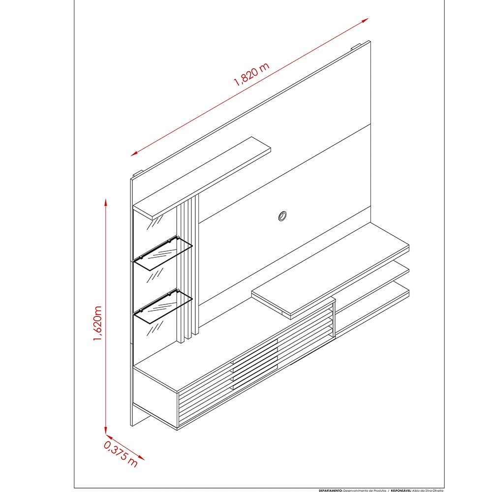 Painel para TV 55 Polegadas Kurt Ripado Bancada Suspensa Off White ...